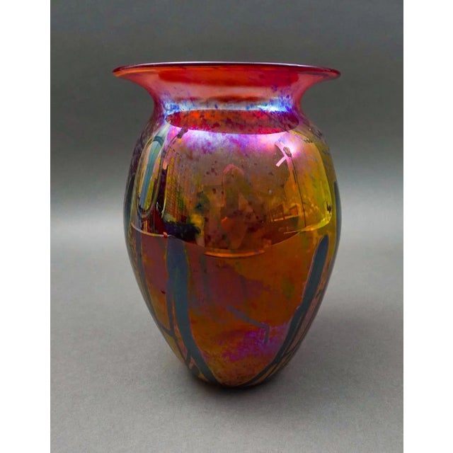 Stephen Fellerman Signed Vintage 1980 Iridescent Blown Art Glass Vase ...