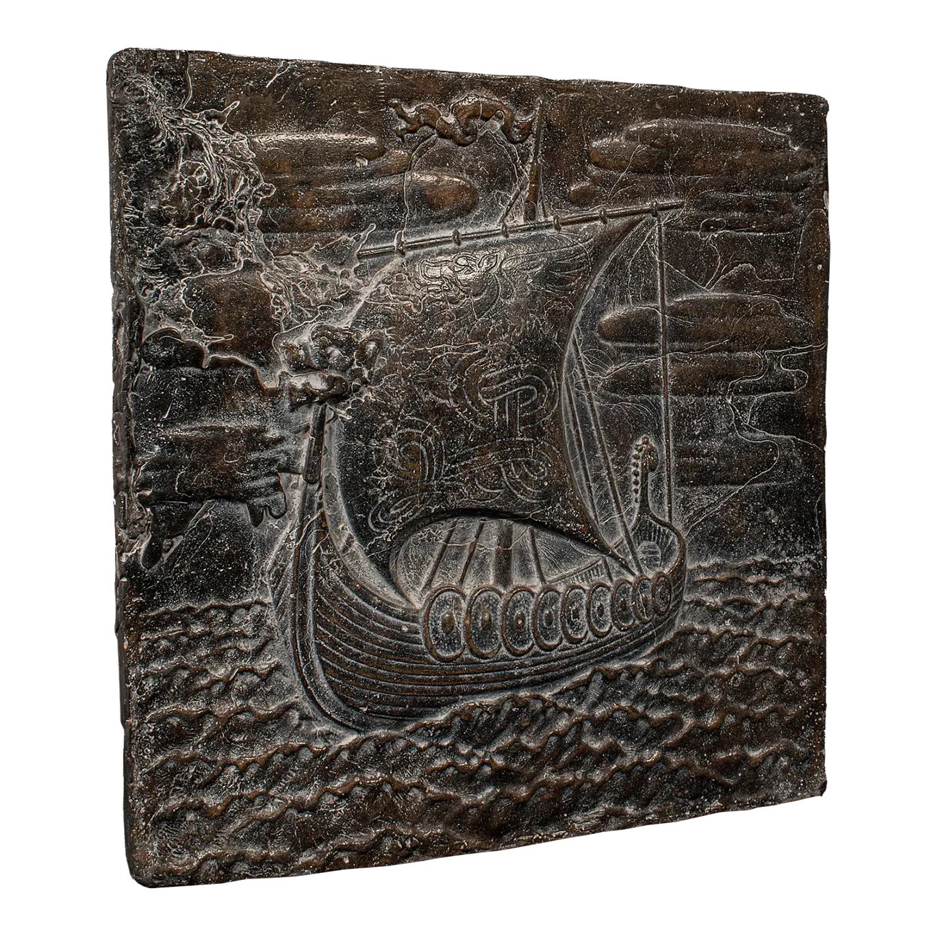 Victorian Antique Decorative Lead Plaque, Scandinavian, Viking, Arts ...