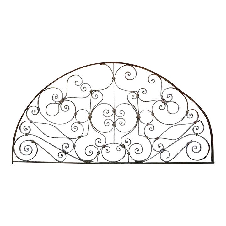 French Colonial Wrought Iron Arched Transom Grille | Chairish