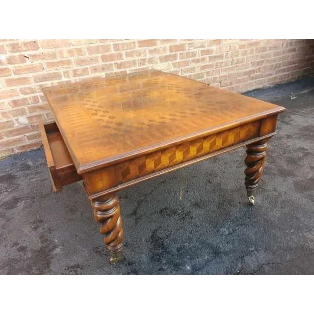 1960s Vintage Victorian English Parquetry 2 Drawer Coffee Table | Chairish