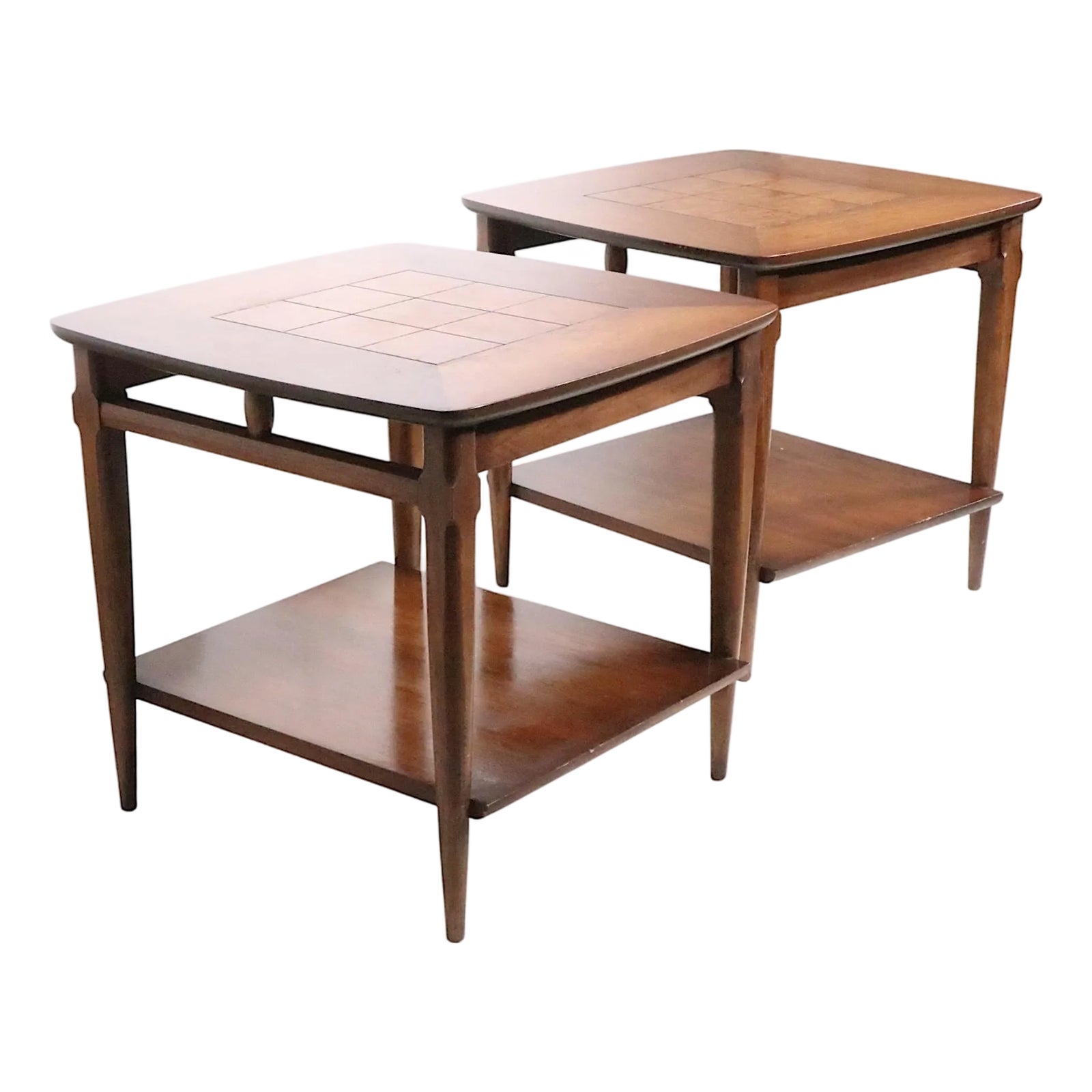 Mid Century Brutalist End Tables by Lane - a Pair | Chairish