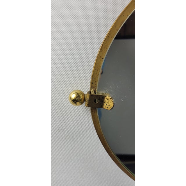 1940s Vintage Neoclassical Gold-Tone Wood Wall Hanging Oval Mirror with ...