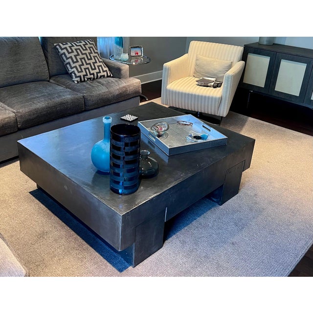 1990s Vintage Geometric Concrete Coffee Table | Chairish