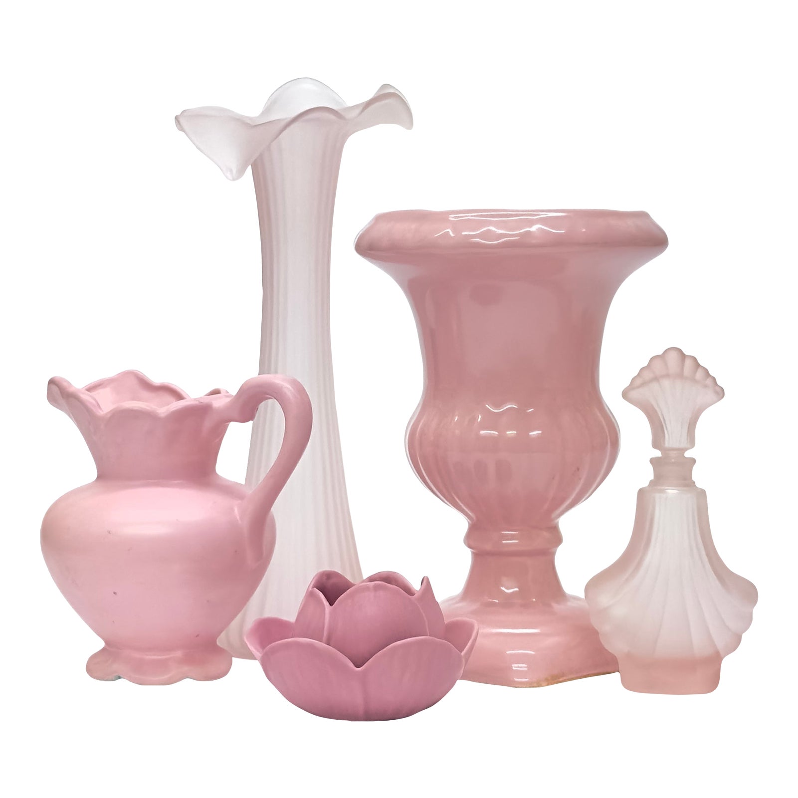 Classical Style Pink Vessel Curation - Group of 5 | Chairish