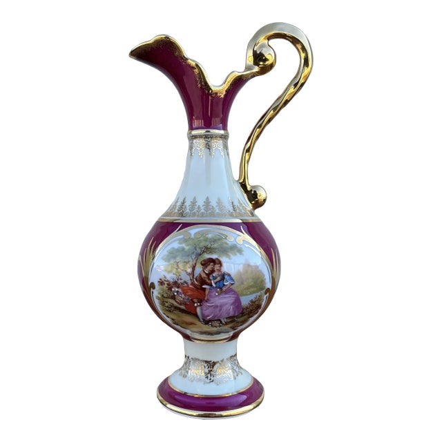 French Hand Painted Petite Decorative Ewer- Limoges, France | Chairish