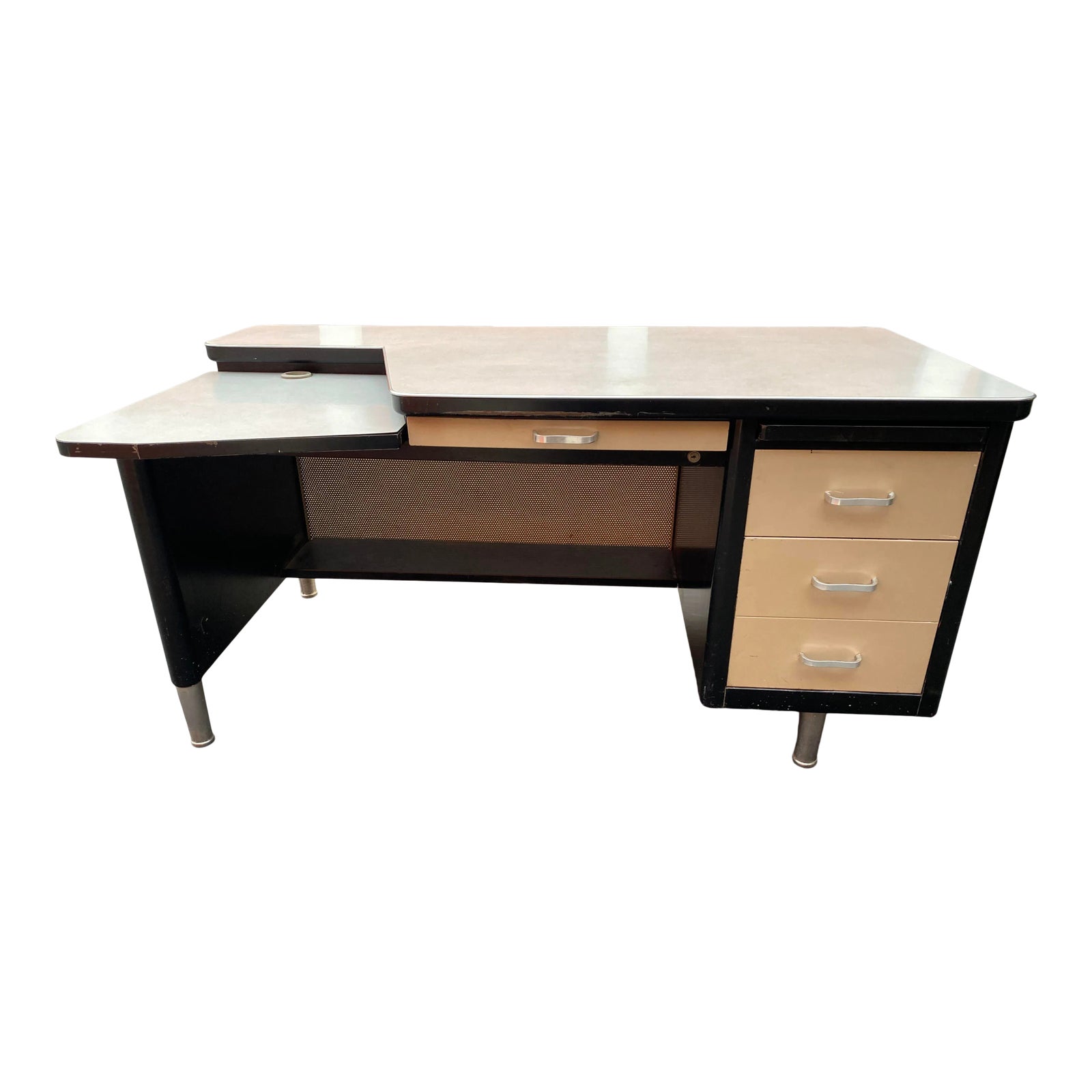 Vintage Allsteel Metal Tanker Desk | Chairish