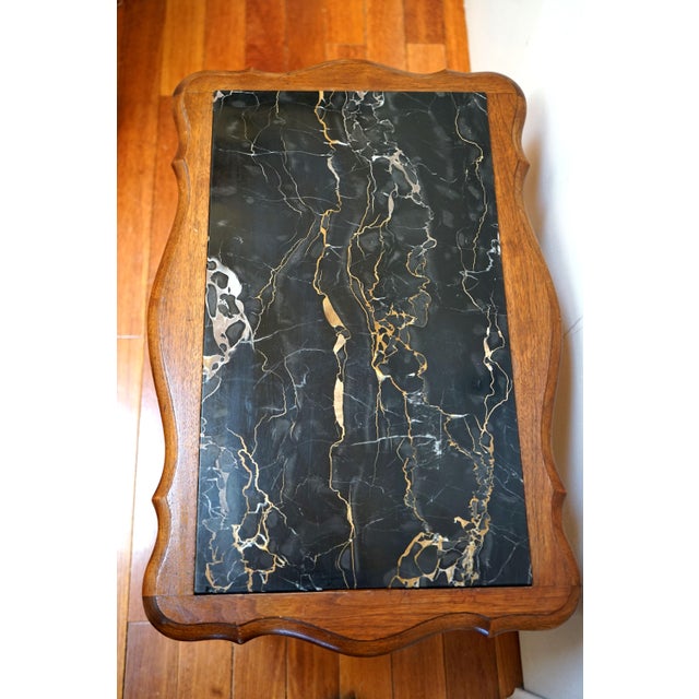 Louis XV Antique Black Marble, Walnut Low Table by j.b.. Van Sciver | Chairish