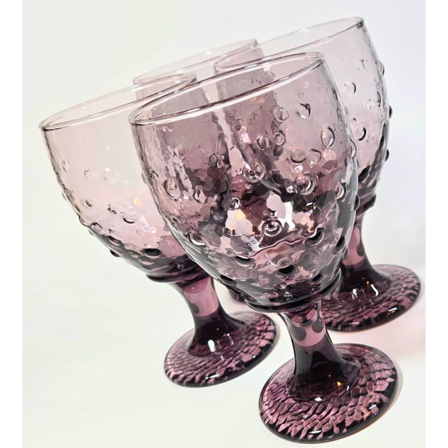 Vintage Amythest Hobnail Goblets- Set of 4 | Chairish