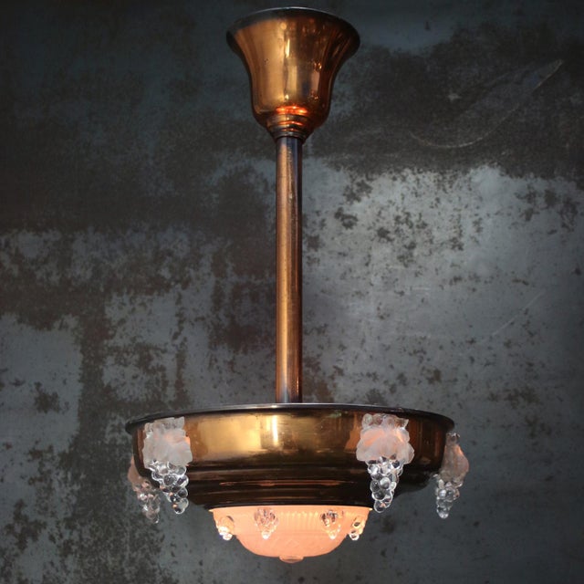 French Art Deco Brass Pendant Light | Chairish