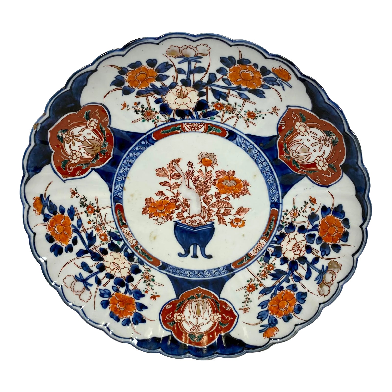Antique Imari Plate /Charger With Scalloped Edges and Hand Painted ...