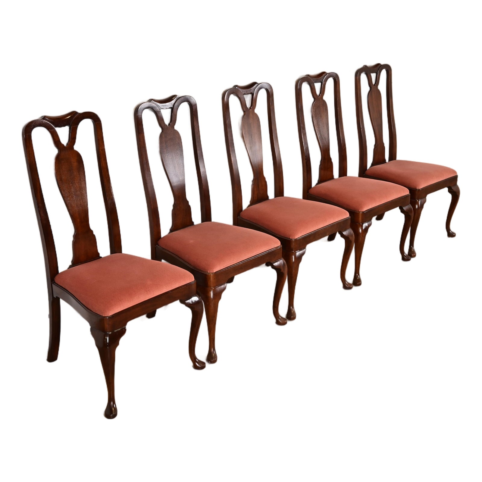 Henredon Queen Anne Solid Mahogany Dining Chairs, Set of Five | Chairish
