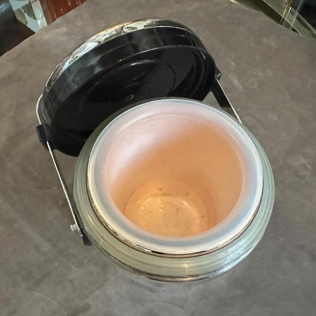 1970s Art Deco Style Chromed Metal and Black Plastic Ice Bucket by ...