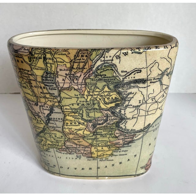 Vintage Ceramic Map of France Oblong Vase by 3-G Imports | Chairish