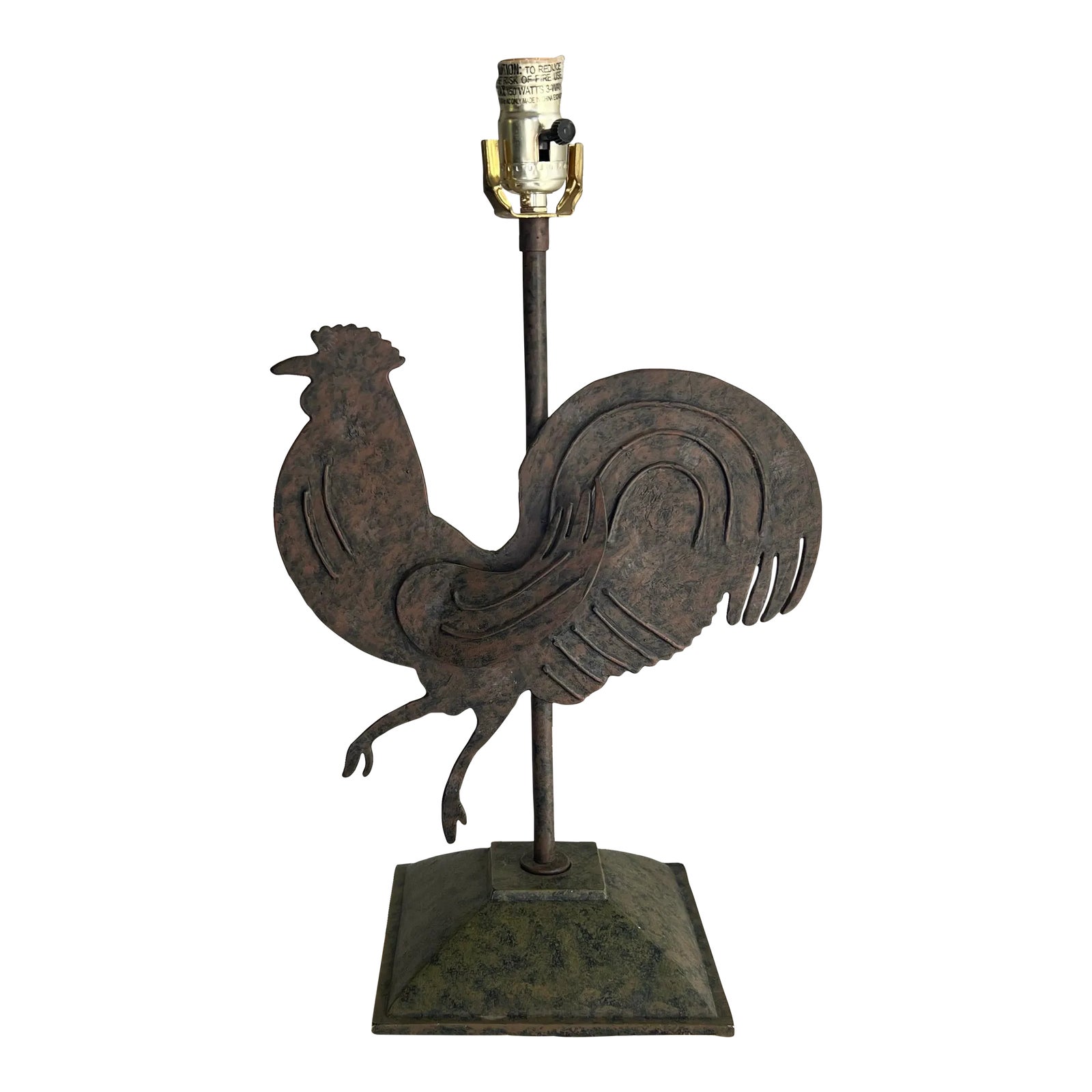 Vintage Early 21st Century Modern Rustic Iron Rooster Weathervane Lamp ...