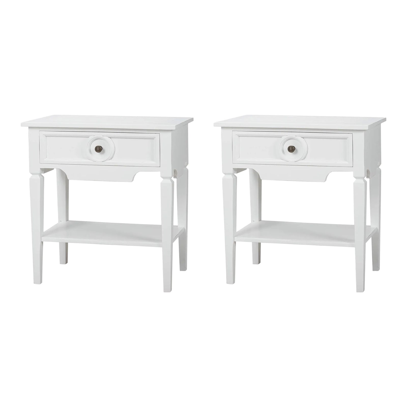 Pair of Rustic Rectangular White Painted End Tables | Chairish