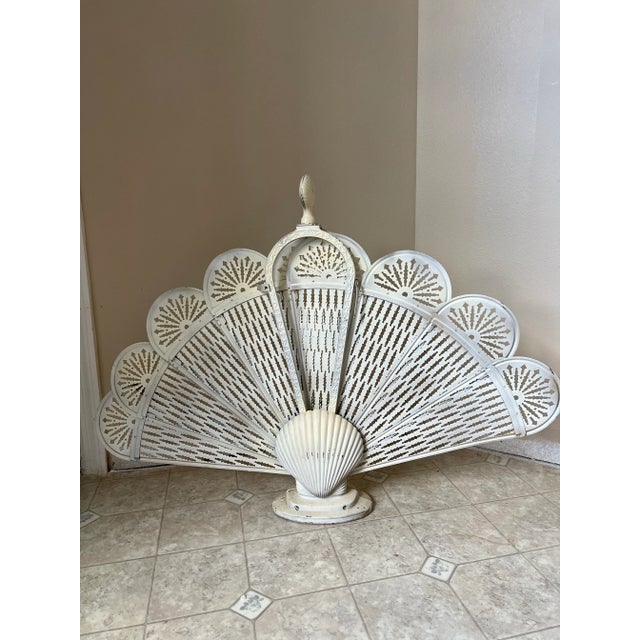 Vintage Foldable Shell Fireplace Shade | Chairish