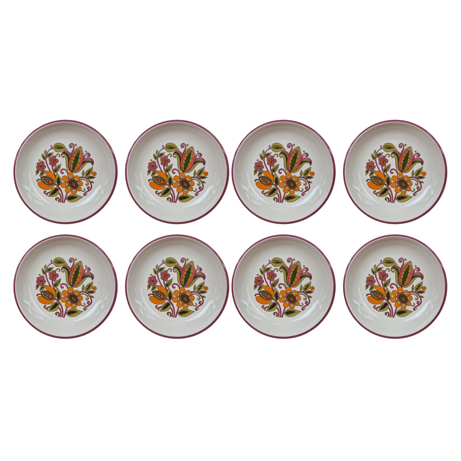 Bali Pasta Plates from Boch, Belgium, 1970s, Set of 8 | Chairish