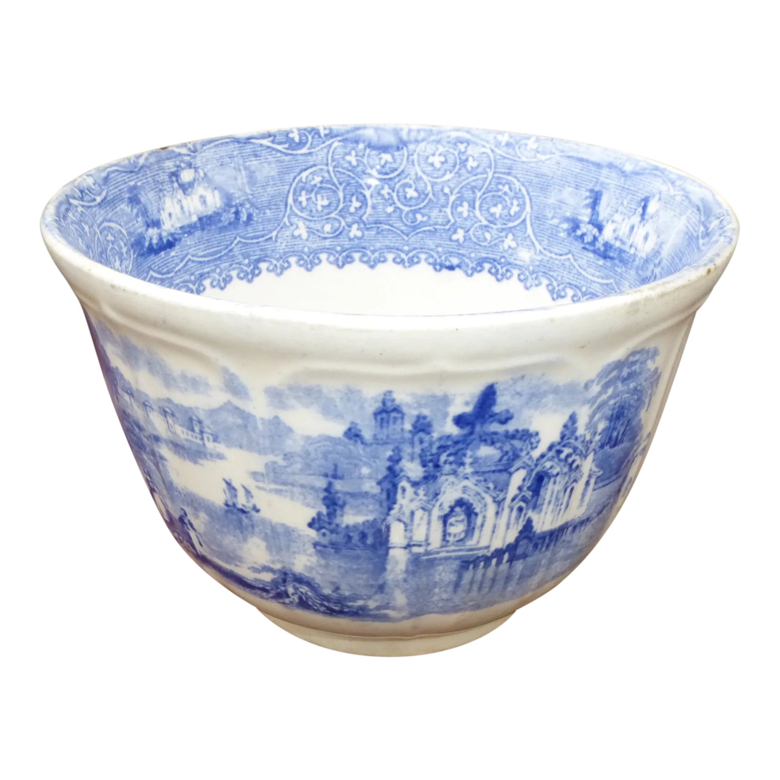 1800s Blue & White Hand Painted Porcelain China Bowl | Chairish