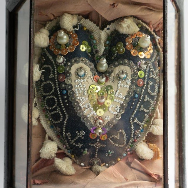 Antique Sailors Folk Art 'Sweetheart' Cushion in Glass Case, Late 19th ...