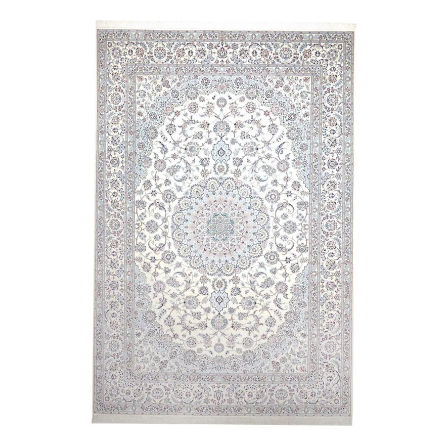 Middle Eastern Nain Rug in Hand-Knotted Wool with Floral Pattern | Chairish