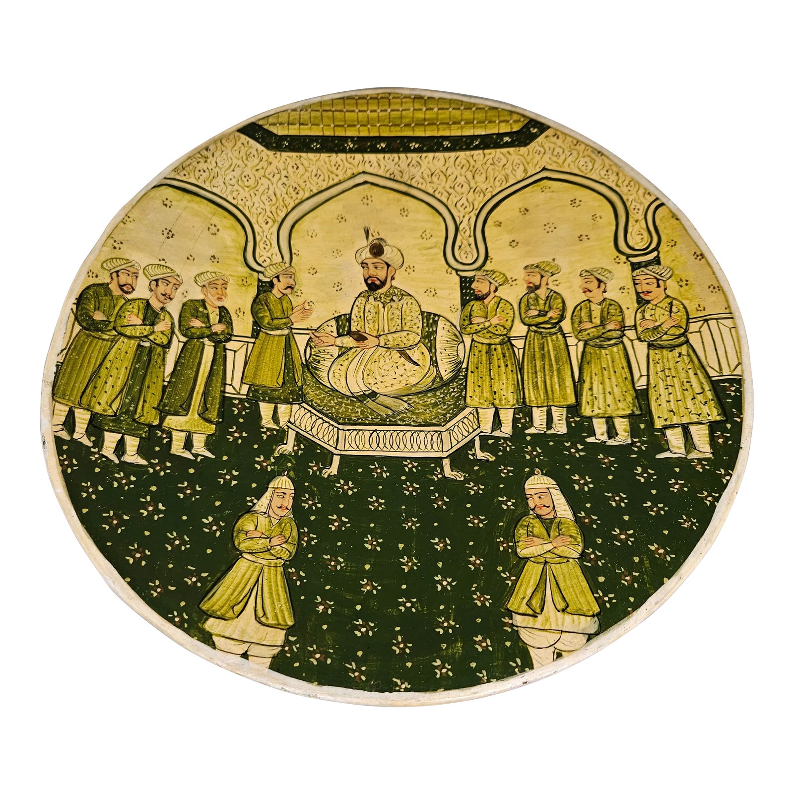 Vintage Kashmir Paper Mache Plate, East Indian | Chairish