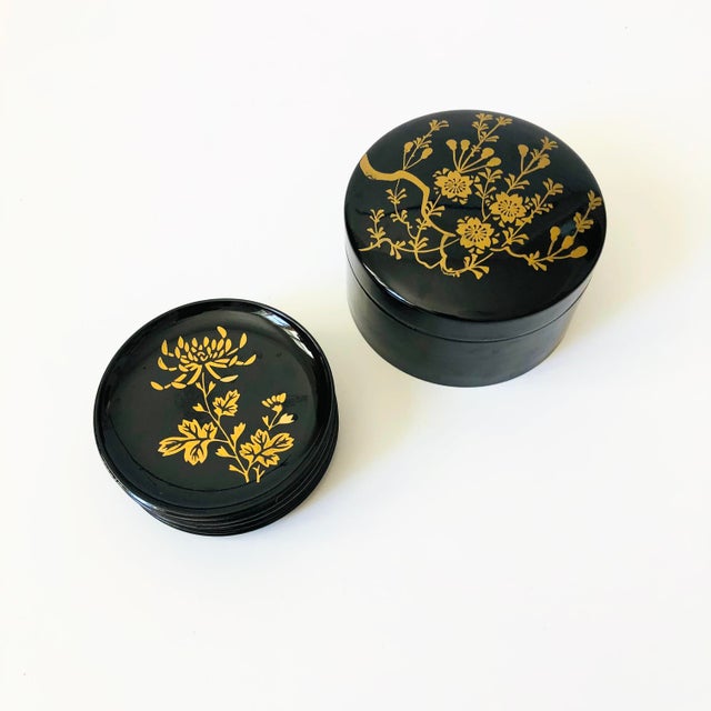 Lacquerware Flower Coaster Set | Chairish