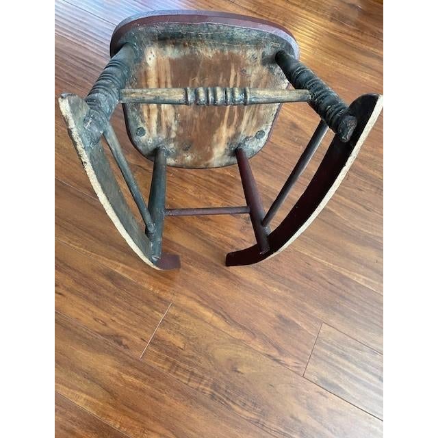 Mid 19th Century Antique Sewing Rocker With Red Paint | Chairish