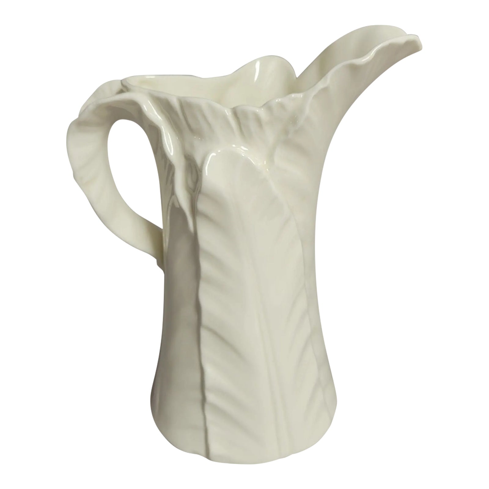Royal Worcester Bone China Leaf-Molded Pitcher or Vase | Chairish