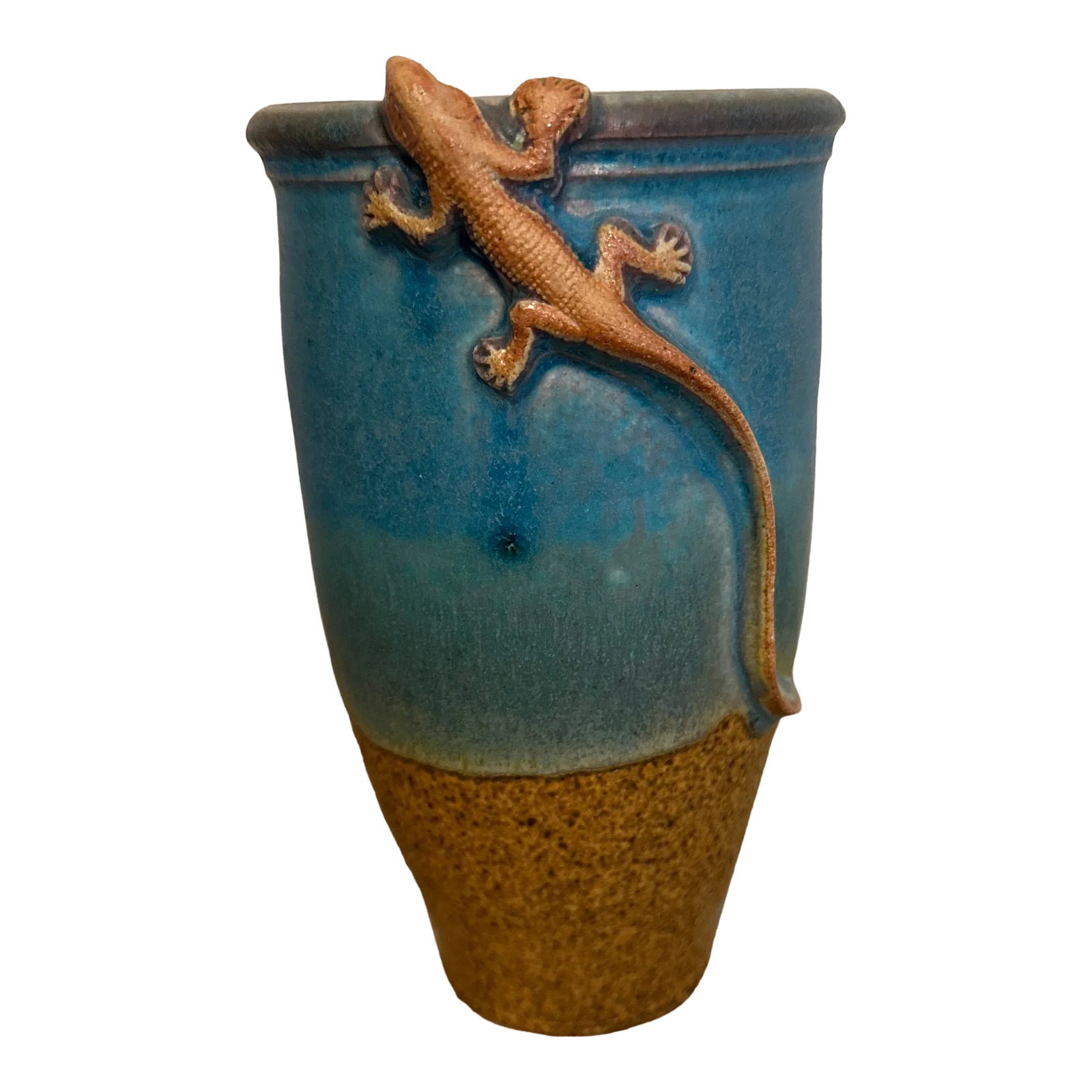 Late 20th Century Artist Signed Pottery Lizard Vase | Chairish