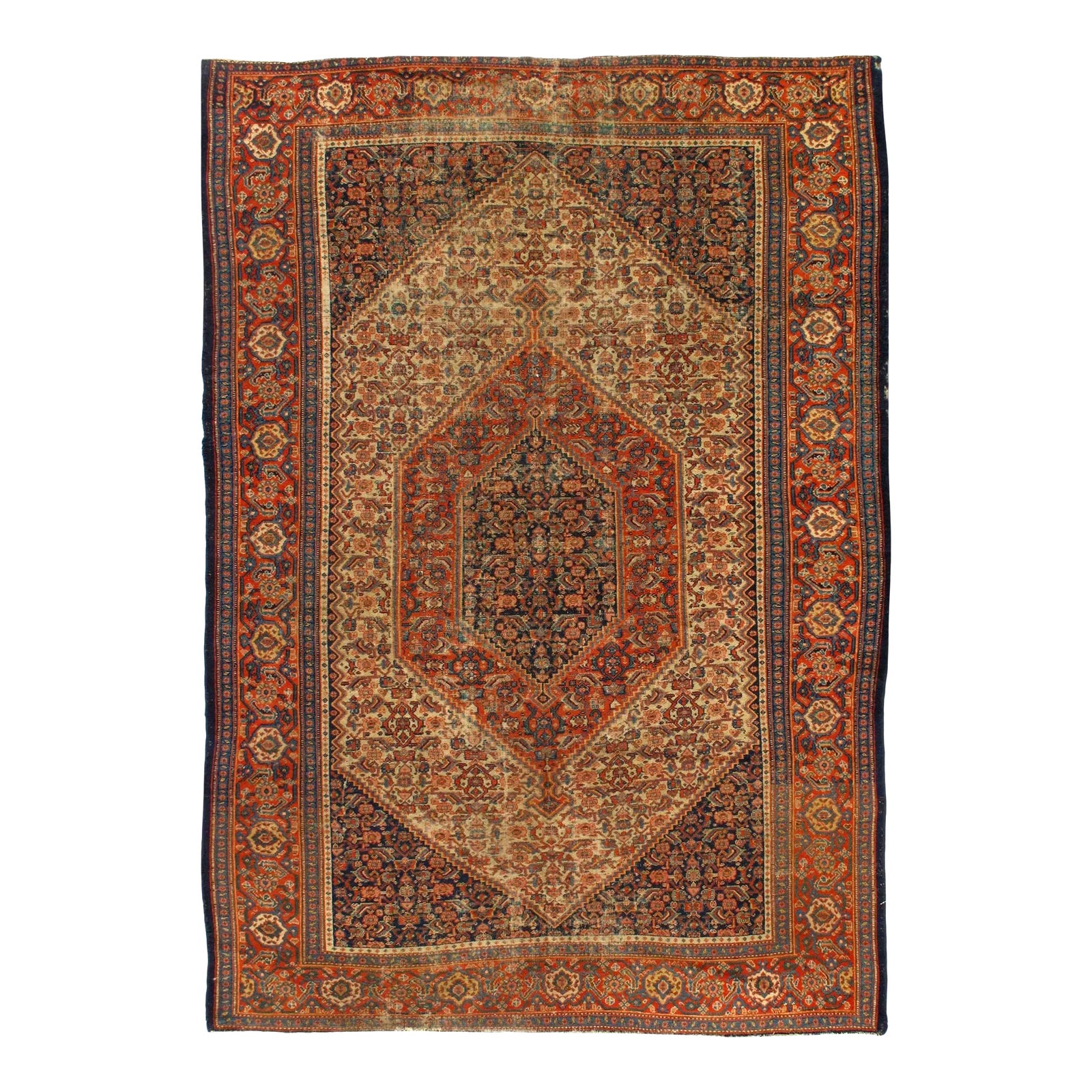 Beige Color Persian Antique Senneh 4'7'' X 6'11'' | Chairish