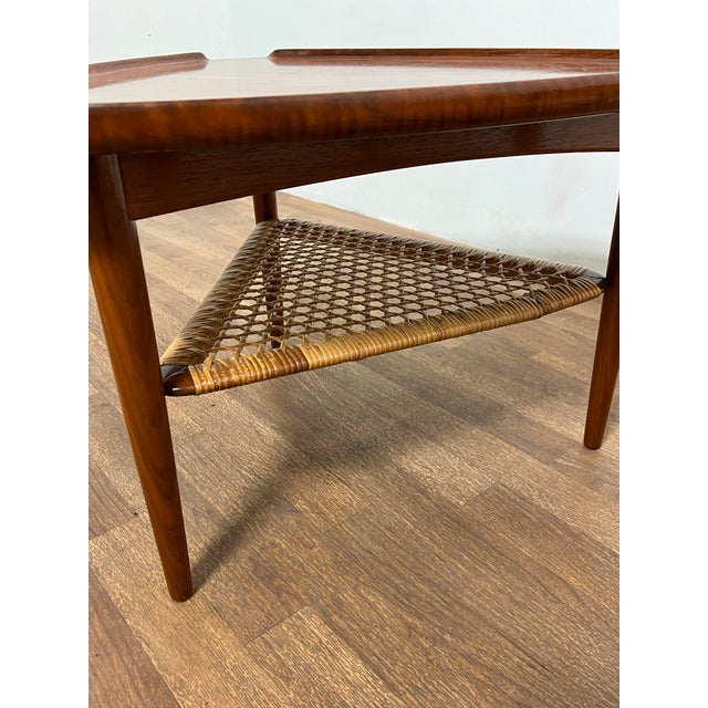 C. 1960s Poul Jensen for Selig Teak and Cane Tripod Side Tables - a ...