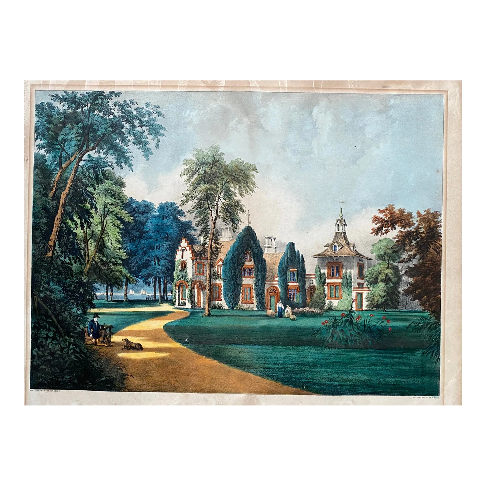 Antique Currier & Ives Sunny Side Gothic Home of Washington Irving ...