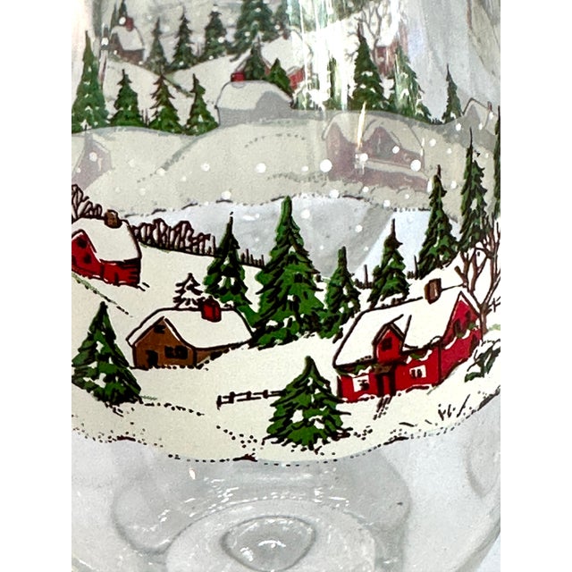 1960s Libby Winter Village Wine/Water Goblet Set of 7 | Chairish
