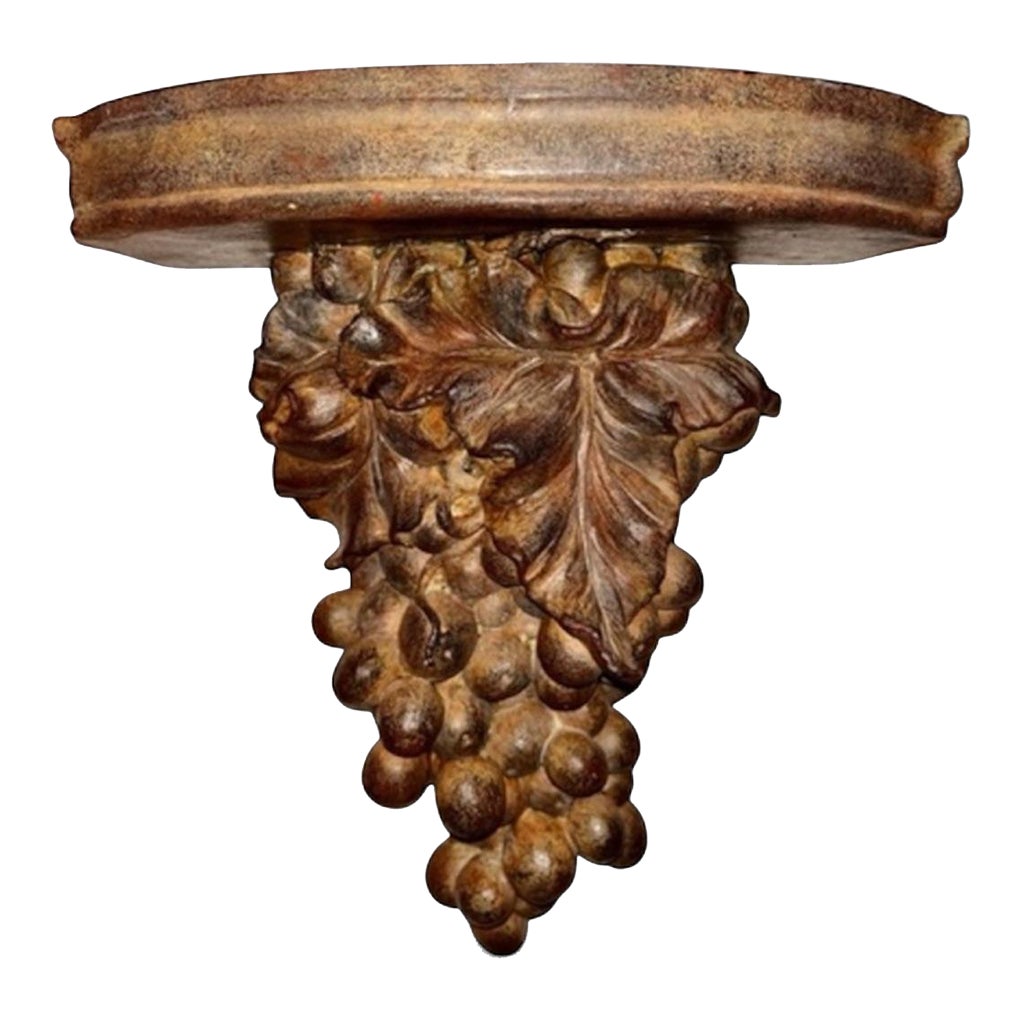 Vintage Mediterranean Vine Grape Wall Display Shelf / Sconce | Chairish