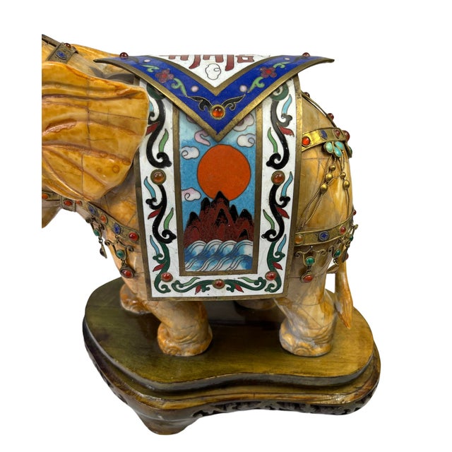 Vintage Chinese Lucky Elephant Statue on Base | Chairish
