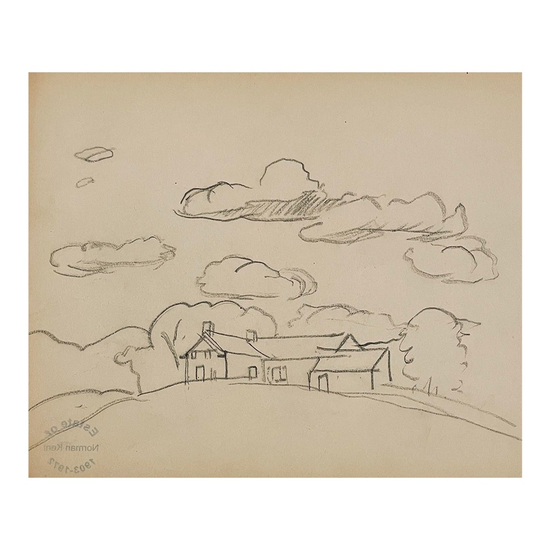 1940s Norman Kent Landscape Drawing | Chairish