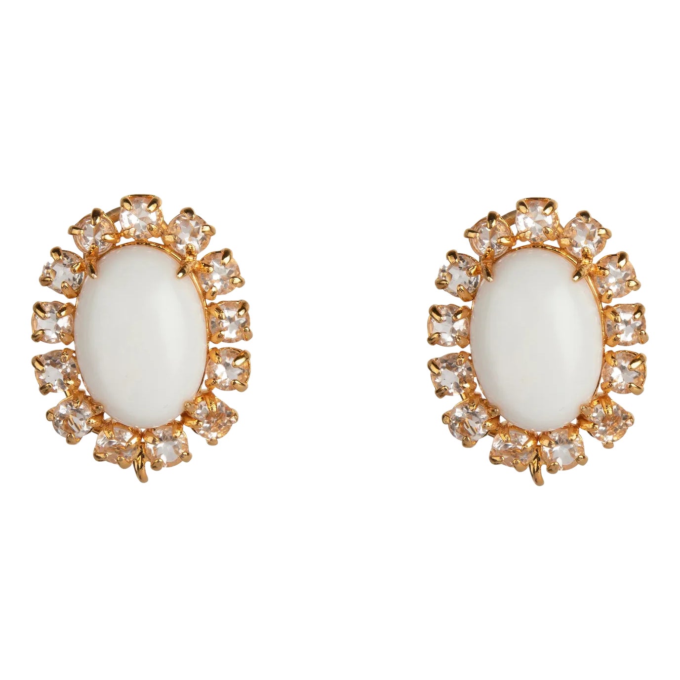 Luna Studs, White, Pierced | Chairish