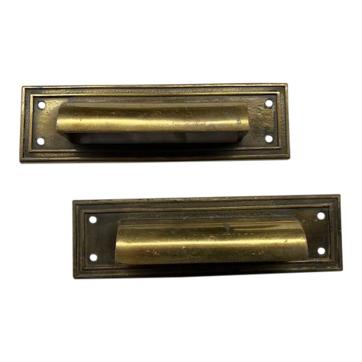 Early 20th Century American Brass Mail-Slots - a Pair | Chairish