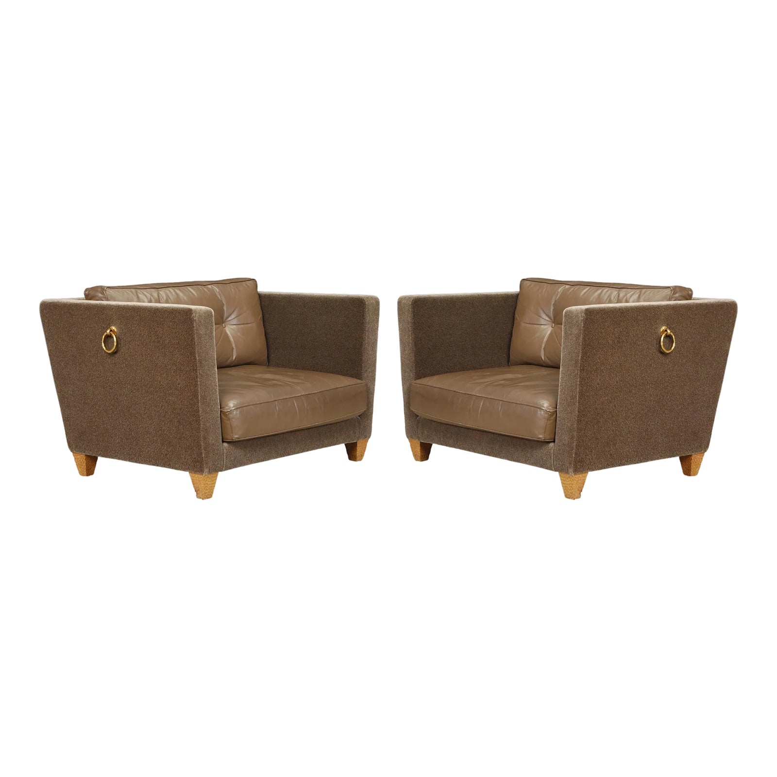 Titan' Oversized Club Chairs by Olivier Gagnère in Mohair, Leather, and ...