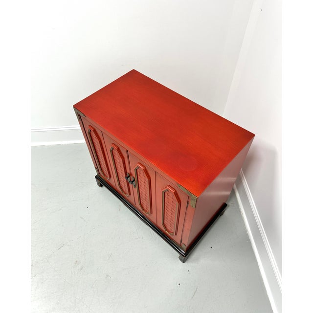 Thomasville Red & Black Lacquered Asian Campaign Style Console Cabinet ...