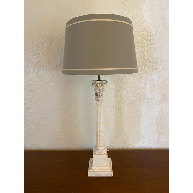 Early 20th Century Italian Marble Neoclassical Column Lamp | Chairish