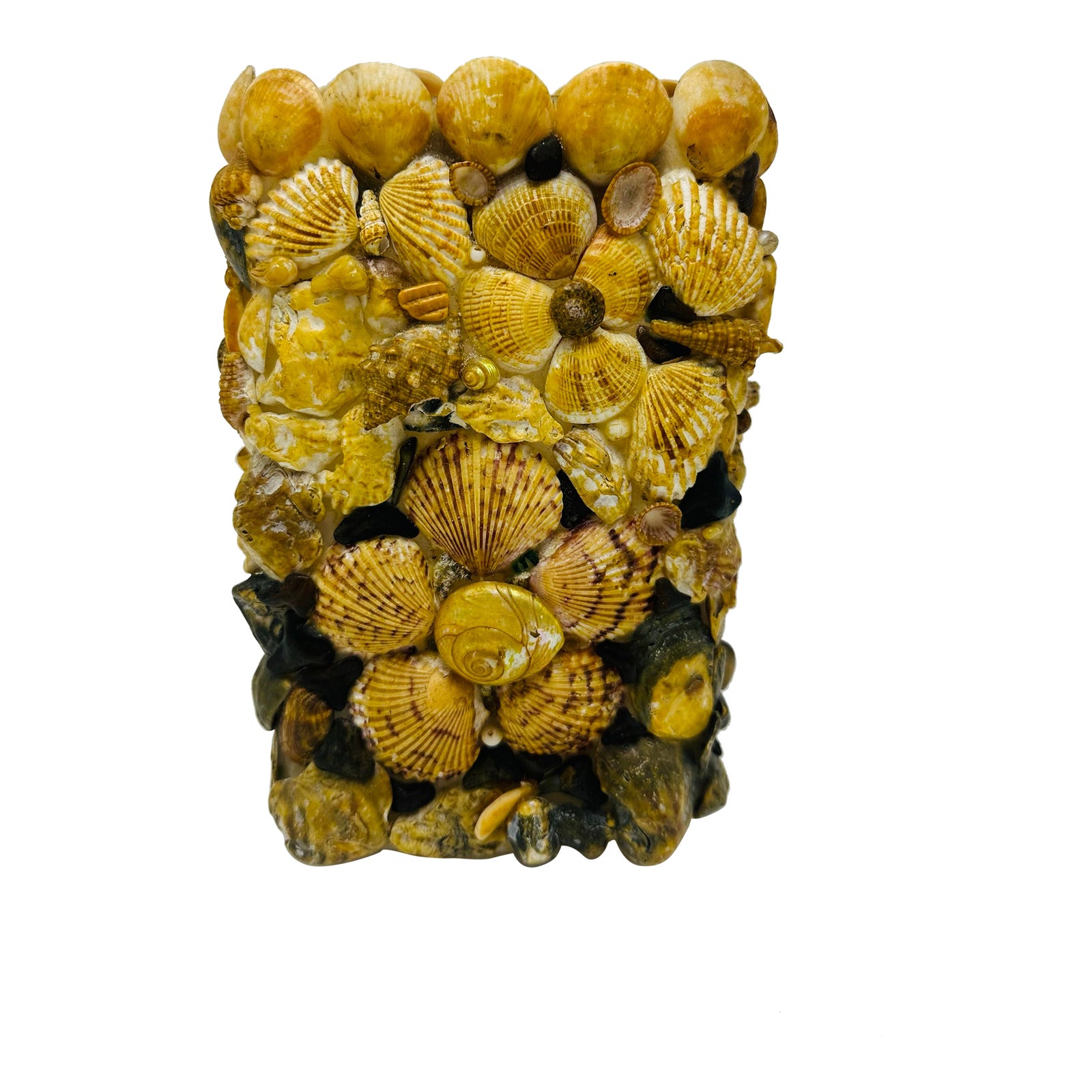 Vintage Hand Crafted Shell Vase | Chairish