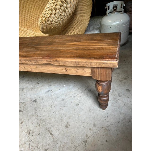 1990s Solid Wood Hand Turned Bench | Chairish