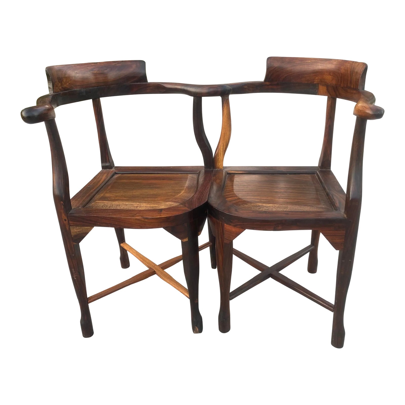 Early 20th Century Custom Attached Mahogany Corner Chair Love Seat ...