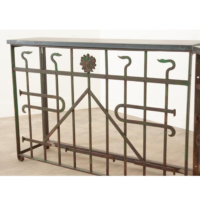 19th Century European Iron Panel Consoles - A Pair | Chairish