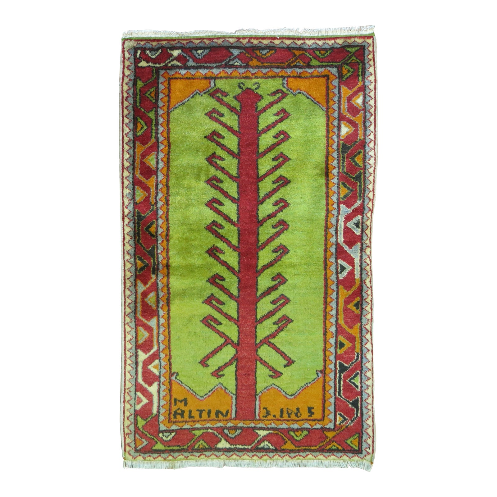 1965 Green Turkish Rug | Chairish