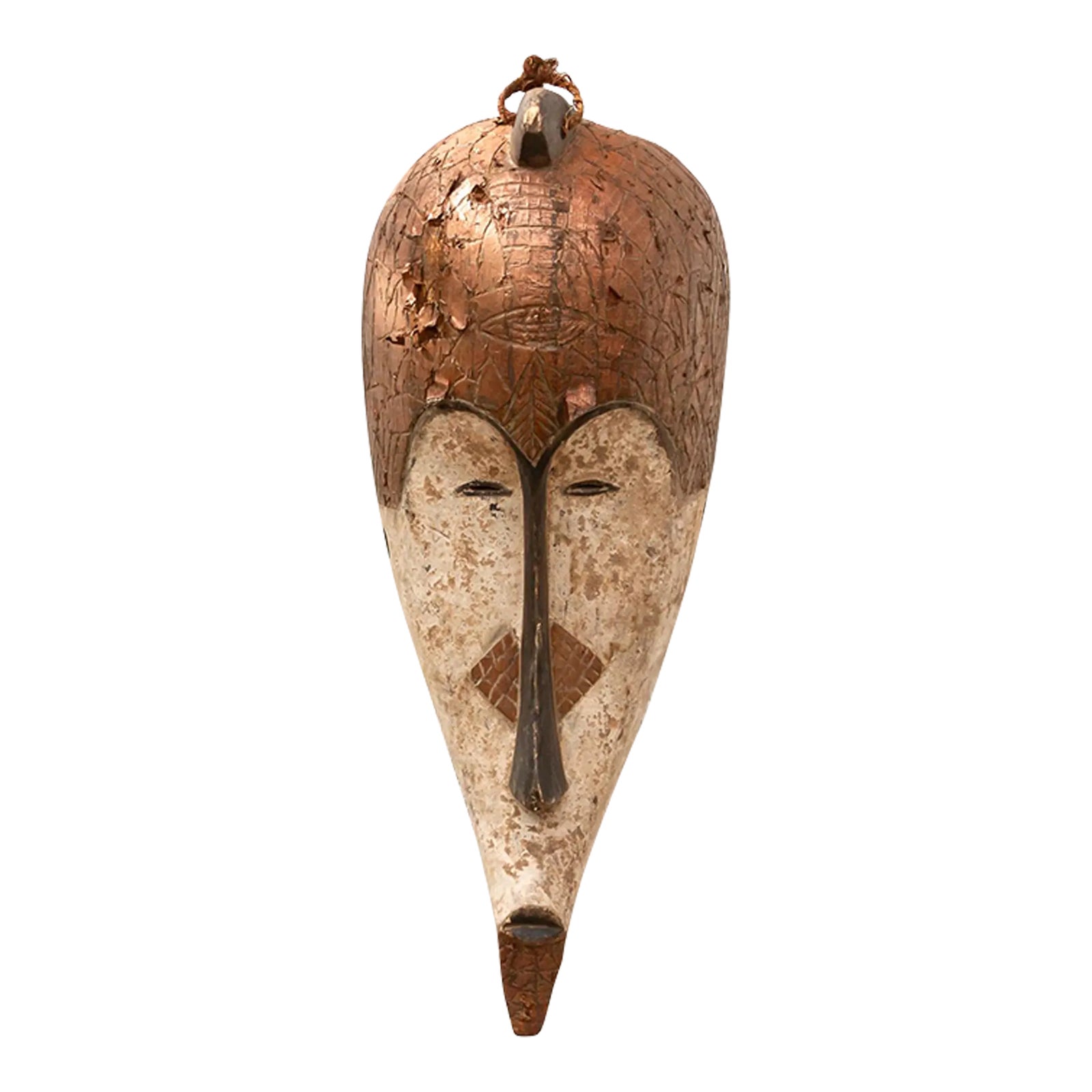 African Tribal Copper Covered Mask | Chairish
