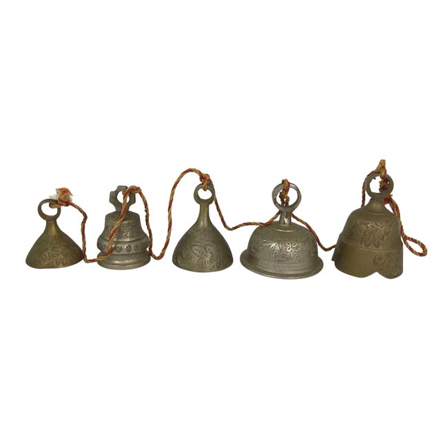 Mid-Century Brass Camel Bells on Rope | Chairish