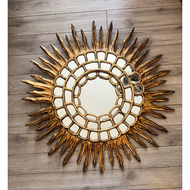 Mid 20th Century Vintage Italian Gilt Wood Sunburst Mirror | Chairish