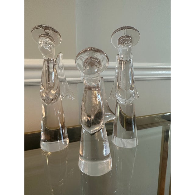 1980s Solid Glass Angels Set of Three | Chairish